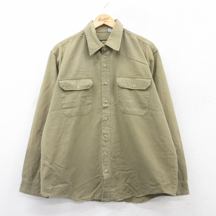 XL★古着 カベラス 長袖 シャツ メンズ 00年代 00s コーデュロイ 大きいサイズ コットン ボタンダウン 緑系 &yen;&nbsp;5,900（税込） XL★古着 長袖 シャツ メンズ 00年代 00s 大きいサイズ ロング丈 緑...