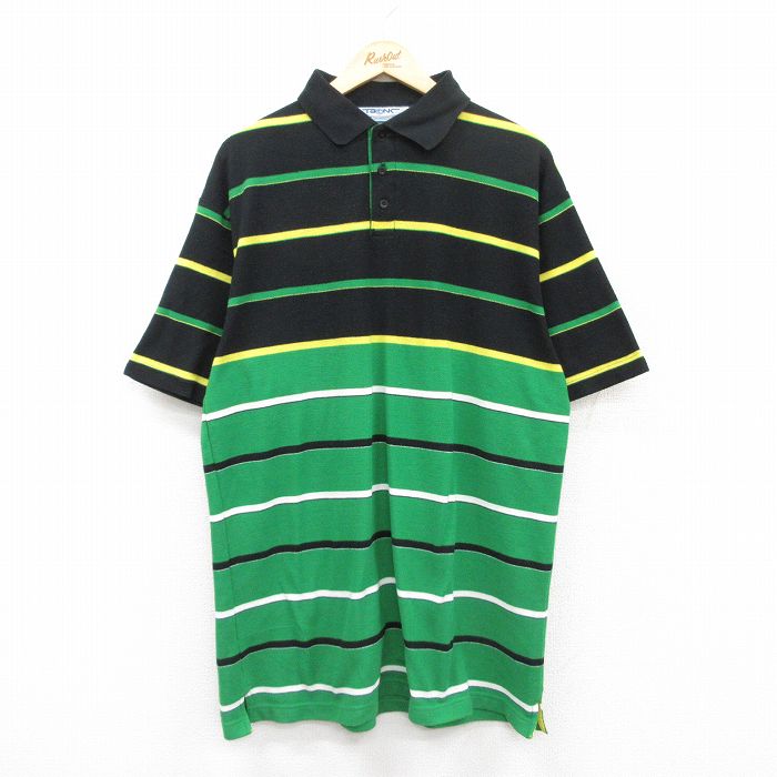 XL★古着 半袖 ポロ シャツ メンズ 00年代 00s 鹿の子 ロング丈 コットン 緑他 ストライプ &yen;&nbsp;3,900（税込） XL★古着 半袖 ポロ シャツ メンズ コットン 緑他 ボーダー &yen;&nbsp;2,4...