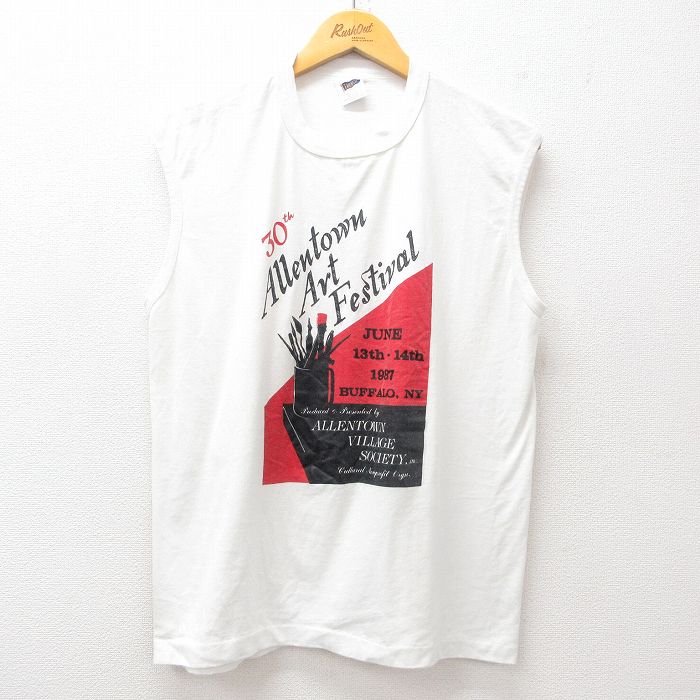 XL★古着 ノースリーブ ビンテージ Tシャツ メンズ 90年代 90s ジャマイカ コットン クルーネック 白 &yen;&nbsp;2,900（税込） XL★古着 フルーツオブザルーム ノースリーブ ビンテージ Tシャツ メンズ 80年...