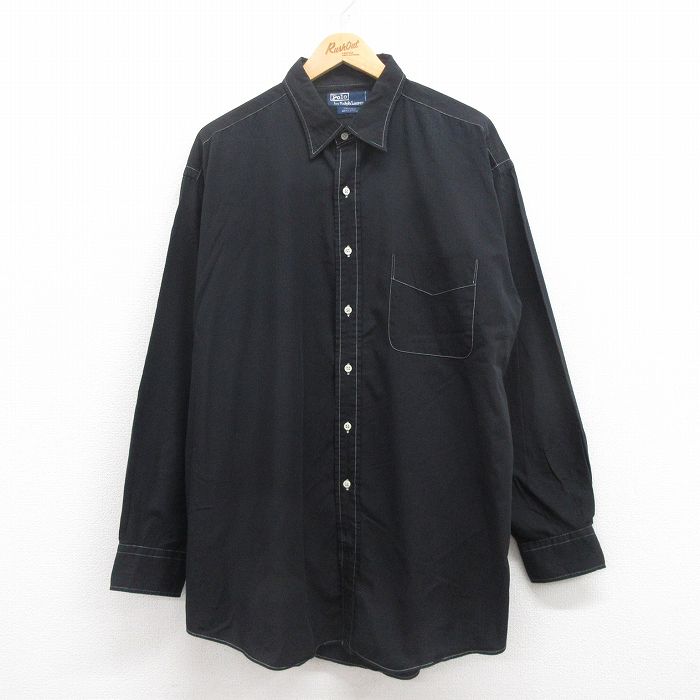XL★古着 ラルフローレン 長袖 ブランド シャツ メンズ 90年代 90s 大きいサイズ 裾ロゴ ビッグオックスフォード 大きいサイズ ロング丈 コットン ボタンダウン 黒 &yen;&nbsp;9,900（税込） XL★古着 ラルフロー...