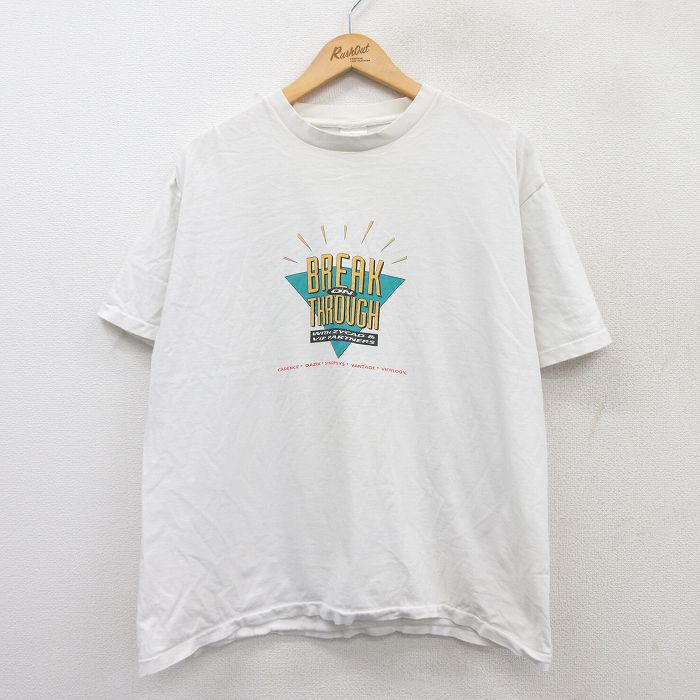 XL★古着 半袖 ビンテージ Tシャツ メンズ 90年代 90s BLACK コットン クルーネック USA製 白 &yen;&nbsp;3,900（税込） XL★古着 半袖 ビンテージ Tシャツ メンズ 90年代 90s カンプチア コッ...