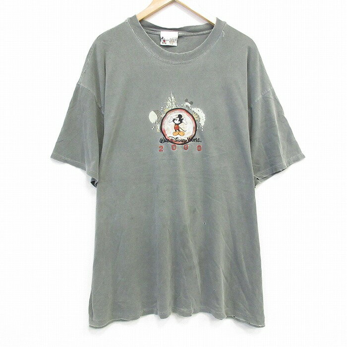 XL★古着 半袖 ビンテージ Tシャツ メンズ 00年代 00s ディズニー ミッキー 刺繍 ロング丈 大きいサイズ マルチカラー コットン クルーネック 紺他 &yen;&nbsp;3,900（税込） XL★古着 半袖 ビンテージ Tシャ...