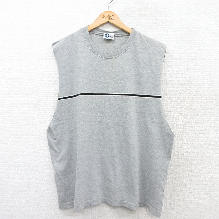 XL★古着 ビンテージ ノースリーブ Tシャツ メンズ 00年代 00s アメフト 大きいサイズ クルーネック グレー 霜降り &yen;&nbsp;2,400（税込） XL★古着 ビンテージ ノースリーブ Tシャツ メンズ 00年代 00...