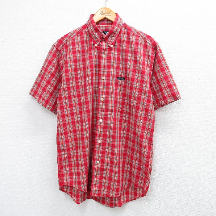 XL★古着 ラルフローレン チャップス 半袖 ブランド シャツ メンズ 90年代 90s ボタンダウン 赤他 チェック &yen;&nbsp;2,400（税込） XL★古着 ラルフローレン チャップス 半袖 ブランド シャツ メンズ 90年...