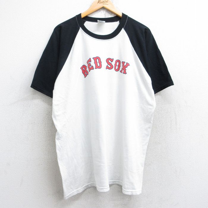 XL★古着 ジャージーズ 半袖 ビンテージ Tシャツ メンズ 00年代 00s MLB ボストンレッドソックス ラグラン ツートンカラー クルーネック 白他 メジャーリーグ ベースボール 野球 &yen;&nbsp;2,400（税込） XL...