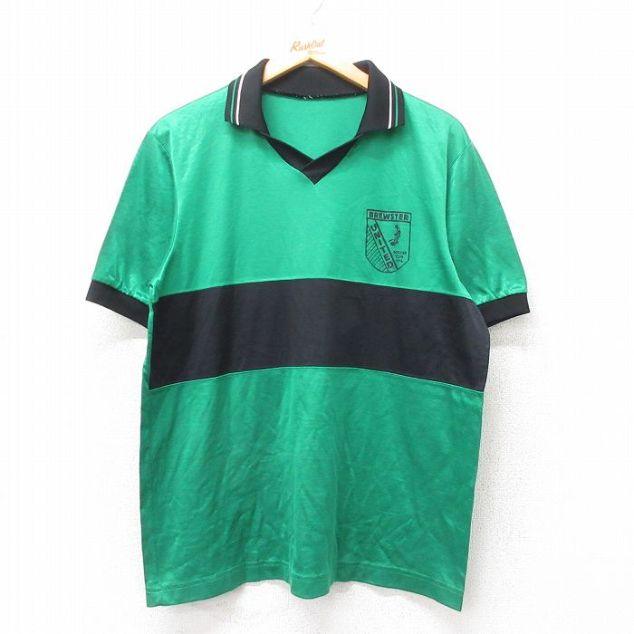 L★古着 半袖 サッカー シャツ メンズ 90年代 90s ユニオンジャック ラグラン 緑他 &yen;&nbsp;2,400（税込） L★古着 半袖 サッカー シャツ メンズ 90年代 90s ユニオンジャック ラグラン 緑他 &yen;...