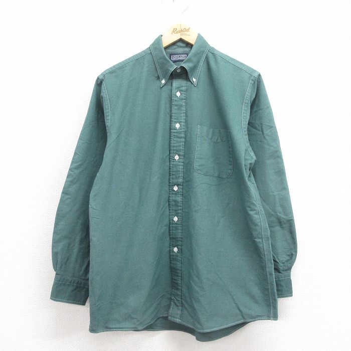 L★古着 ランズエンド 長袖 ブランド シャツ メンズ 90年代 90s オックスフォード コットン ボタンダウン エンジ他 ストライプ &yen;&nbsp;3,900（税込） L★古着 ランズエンド 長袖 ブランド シャツ メンズ 90...