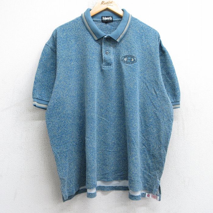 XL★古着 半袖 ポロ シャツ メンズ 90年代 90s WB 鹿の子 大きいサイズ コットン USA製 青緑他 &yen;&nbsp;2,400（税込） XL★古着 半袖 ポロ シャツ メンズ 90年代 90s 総柄 CHICORA 鹿の...