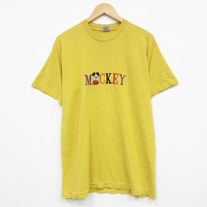 L★古着 半袖 ビンテージ Tシャツ メンズ 90年代 90s ディズニー ミッキー コットン クルーネック USA製 水色 &yen;&nbsp;5,900（税込） L★古着 半袖 ビンテージ Tシャツ メンズ 90年代 90s ディズニ...