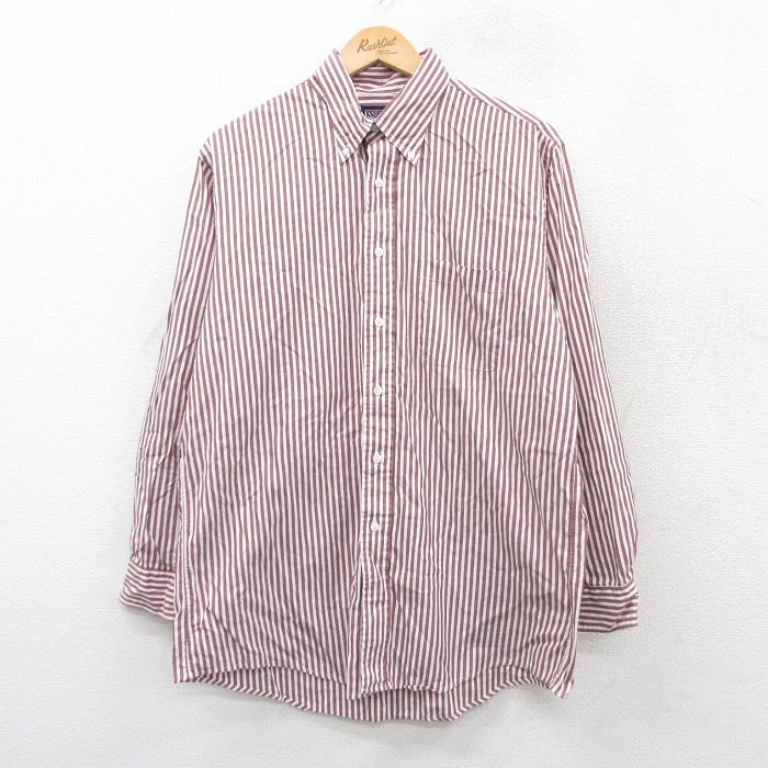 L★古着 ランズエンド 長袖 ブランド シャツ メンズ 90年代 90s コットン ボタンダウン 白他 ストライプ &yen;&nbsp;3,900（税込） L★古着 ランズエンド 長袖 ブランド シャツ メンズ 90年代 90s オックス...