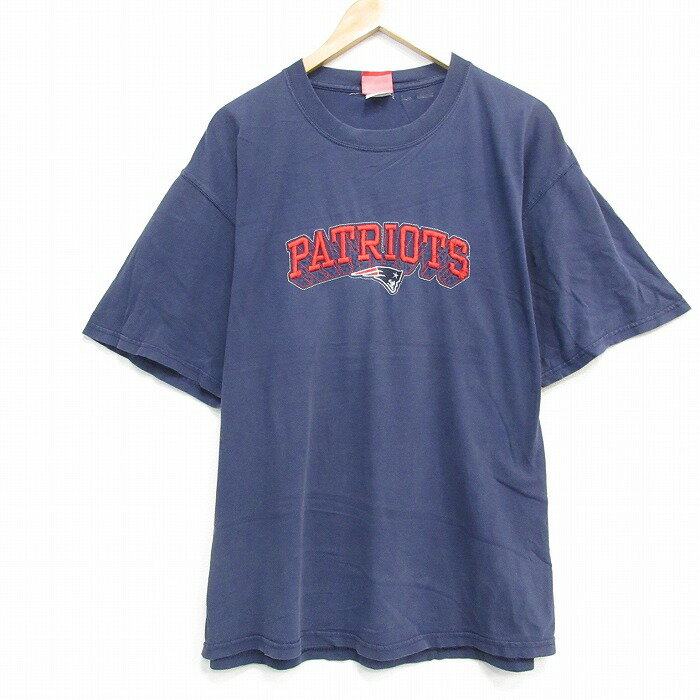 XL★古着 半袖 ビンテージ Tシャツ メンズ 00年代 00s NFL ニューイングランドペイトリオッツ 大きいサイズ クルーネック 紺 アメフト スーパーボウル &yen;&nbsp;2,400（税込） XL★古着 半袖 ビンテージ T...