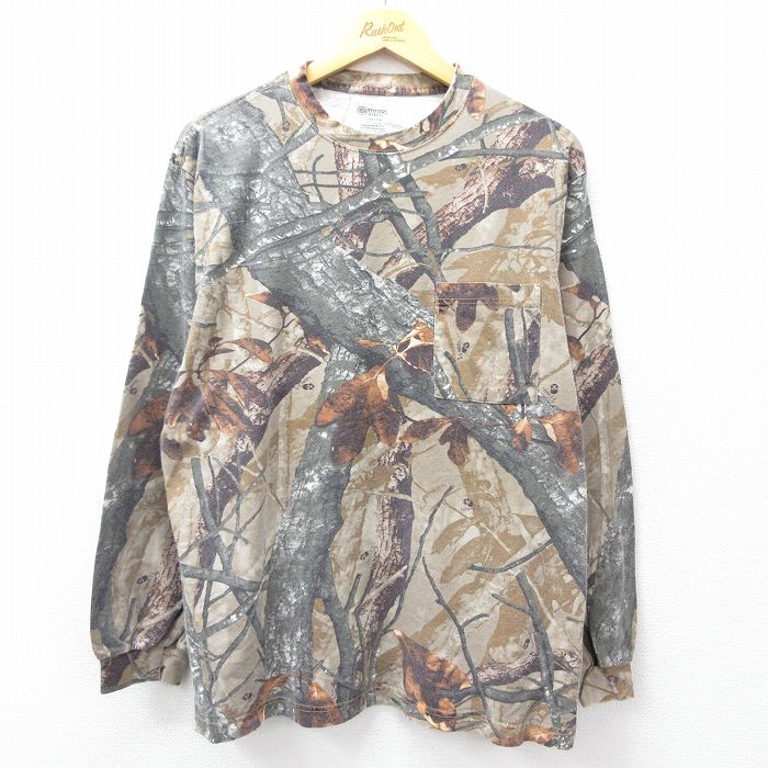 XL★古着 長袖 Tシャツ メンズ ハンティング リアルツリー コットン クルーネック 茶 迷彩 &yen;&nbsp;2,400（税込） XL★古着 長袖 ビンテージ Tシャツ メンズ 00年代 00s BOWHUNTERS モッシーオー...