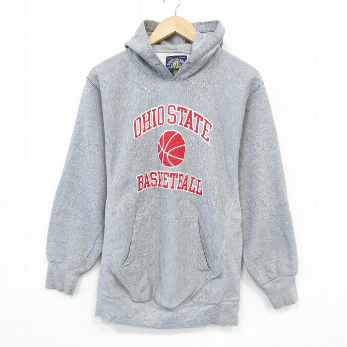 M★古着 STEAVE＆BARRYS 長袖 スウェット パーカー メンズ ボストン 大学 刺繍 グレー 霜降り &yen;&nbsp;3,900（税込） M★古着 STEVE&BARRYS 長袖 スウェット パーカー メンズ Detroit...