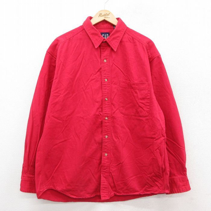 XL★古着 ギャップ GAP 長袖 ブランド シャツ メンズ 90年代 90s ロング丈 コットン 薄紺他 ストライプ &yen;&nbsp;4,900（税込） XL★古着 ギャップ GAP 長袖 ブランド シャツ メンズ 90年代 90s...