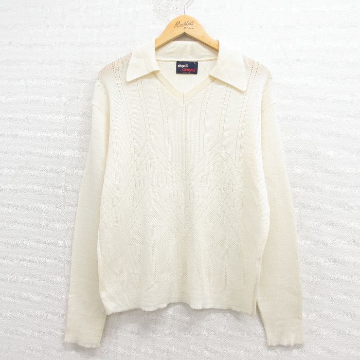 【表記サイズ】　L 【実寸サイズ】　着丈（肩から裾）68cm　着幅（脇から脇）52cm　肩幅49cm　肩袖丈（肩から袖先）61cm　脇袖丈（脇から袖先）48cm 【素材】　アクリル100％ 【程度】　A 【コンディション】　全体良好 【仕入...