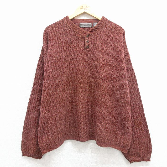 【表記サイズ】　XL 【実寸サイズ】　着丈（肩から裾）67cm　着幅（脇から脇）71cm　肩幅68cm　肩袖丈（肩から袖先）59cm　脇袖丈（脇から袖先）59cm 【素材】　コットン74％、アクリル24％、他2％ 【程度】　B 【コンディシ...