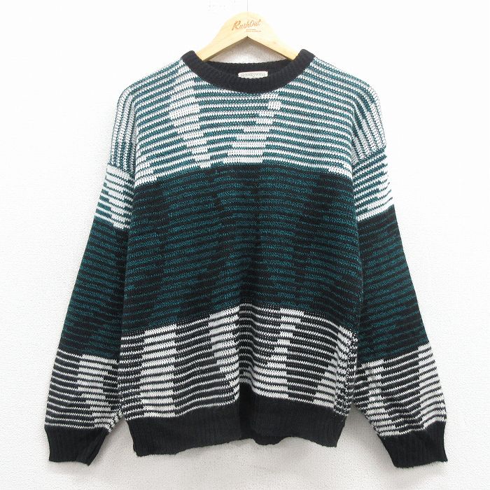 【表記サイズ】　M 【実寸サイズ】　着丈（肩から裾）63cm　着幅（脇から脇）53cm　裄丈（襟中央から袖口）81cm　脇袖丈（脇から袖先）49cm 【素材】　アクリル100% 【程度】　A 【コンディション】　焦げ 【仕入先】　アメリカ ...