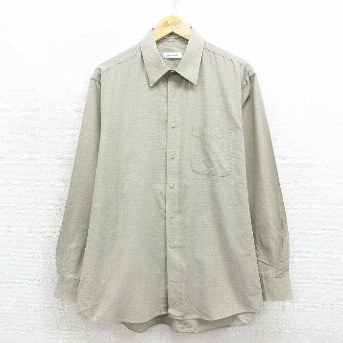 【表記サイズ】　L 16-16.5 34/35 【実寸サイズ】　着丈（肩から裾）77cm　着幅（脇から脇）64cm　肩幅48cm　肩袖丈（肩から袖先）61cm　脇袖丈（脇から袖先）54cm 【素材】　コットン60％、ポリエステル40％ 【程...