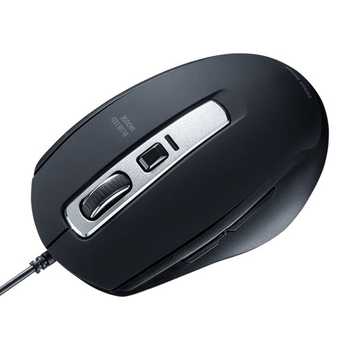 レビューを書いて　緑花堂5％OFFクーポンGET！レビューを書いたらメールでお知らせくださいね サンワサプライ 静音有線ブルーLEDマウス(5ボタン) ASNMA-BL163BK|パソコン パソコン周辺機器 マウス 手にピタッと馴染む形状で...