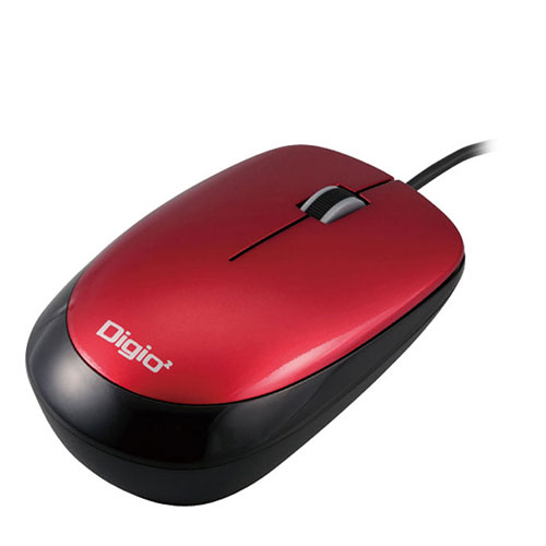 レビューを書いて　緑花堂5％OFFクーポンGET！レビューを書いたらメールでお知らせくださいね Digio デジオ 小型有線3ボタン光学式マウス レッド ASNMUS-UKT114R|パソコン パソコン周辺機器 マウス すぐに使える簡単。楽...