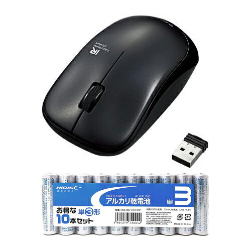 レビューを書いて　緑花堂5％OFFクーポンGET！レビューを書いたらメールでお知らせくださいね エレコム 無線IRマウス(3ボタン) + アルカリ乾電池 単3形10本パックセット ASNM-IR07DRBK+HDLR6/1.5V10P|パソ...