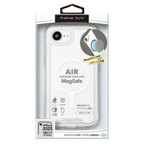 レビューを書いて　緑花堂5％OFFクーポンGET！レビューを書いたらメールでお知らせくださいね PGA iPhone 16e用 MagSafe対応 エアクッションケース マグセーフアクセサリーに対応 衝撃から守る スノー ASNPG-25K...
