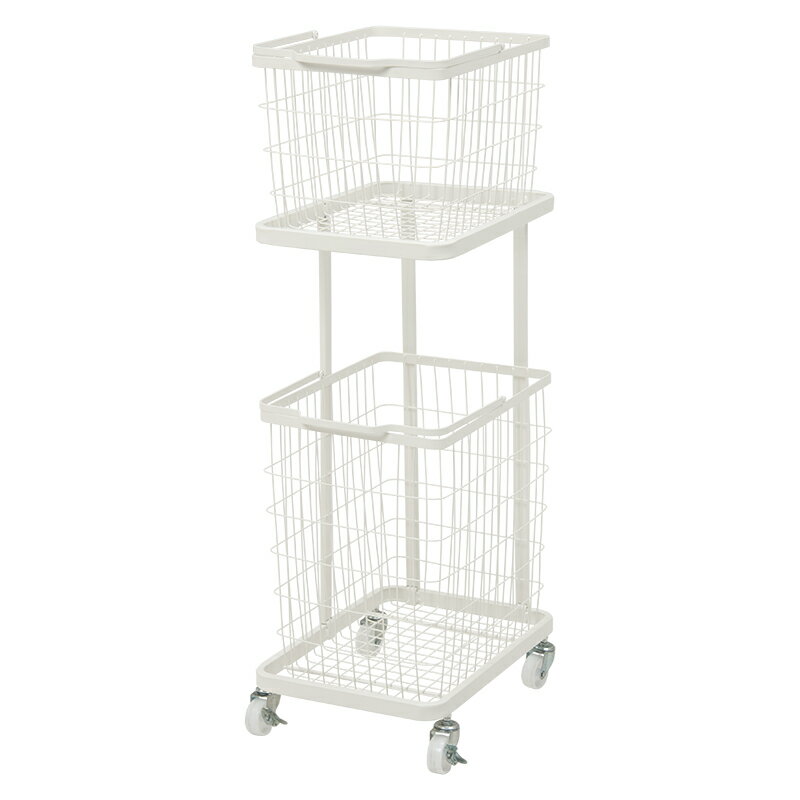 レビューを書いて　緑花堂5％OFFクーポンGET！ レビューを書いたらメールでお知らせくださいね 色柄物や汚れた洗濯物を分けて溜められるランドリーワゴン。バスケットは持ち運べて便利。 ●商品名ランドリーラック ホワイト[THU2090971...