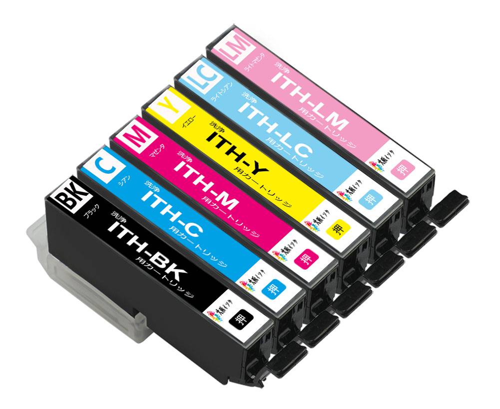 Ep エプソン用ITH洗浄インクカートリッジ互換 洗浄液 【セット内容】 ITH-6CL (BK/C/M/Y/LC/LM) 6本 ブラック シアン マゼンタ イエロー ライトシアン ライトマゼンタ ITHBK 洗浄カートリッジ ブラック黒×...