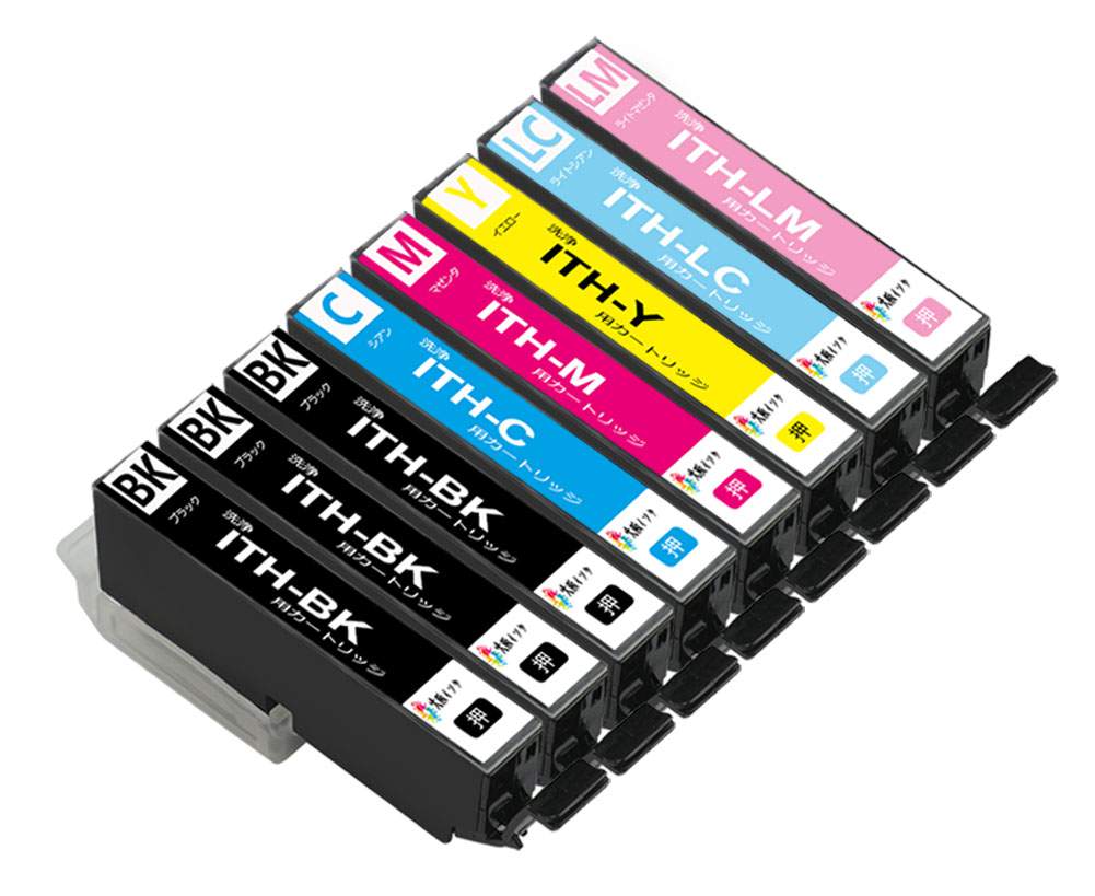 Ep エプソン用ITH洗浄インクカートリッジ互換 洗浄液 【セット内容】 ITH-6CL (BK/C/M/Y/LC/LM) 8本 ブラック シアン マゼンタ イエロー ライトシアン ライトマゼンタ ITHBK 洗浄カートリッジ ブラック黒×...