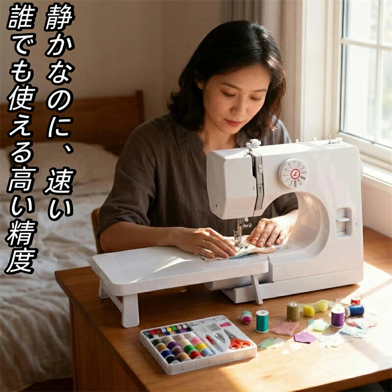 【12種類の縫い目】 ●直線/ジグザグなど基本の12縫い目 ●ダイヤル操作で簡単切り替え（針は最上部に上げてから回すこと） ●デニムからシルクまで対応 【使いやすい設計】 ●糸通しガイド付き ●LEDライト/フットペダル/糸切りハサミ装備 ...