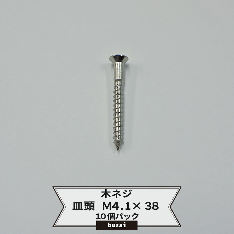 商品詳細 商品名 木ネジ 丸頭 M4.1&times;38【M-38B】 サイズ M4.1&times;38 重量 3g 詳細 ●材質&hellip;SUS （ステンレス） ●頭形状&hellip;（+）皿頭 ●入数&hellip;10個 ...