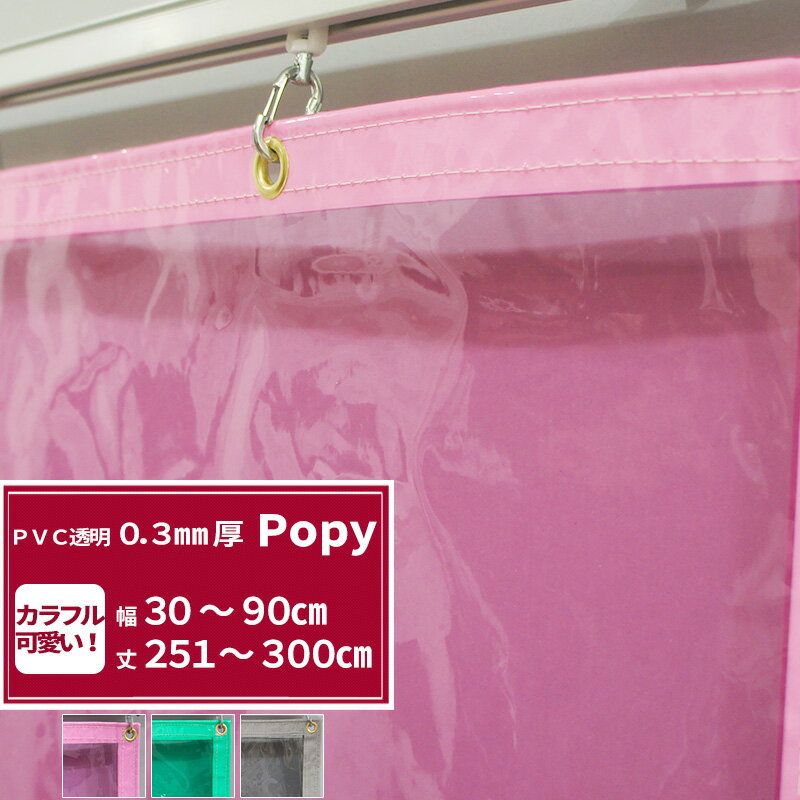 　 商品名 ■【FT16】カラフルで可愛い PVC透明カラービニールカーテン『ポピー』(0.3mm厚) 厚み 0.3mm　 重量 約310g/m2 カラー ピンク・グリーン・グレー 材質 PVC（塩化ビニル製） 摘要 ●サイズは幅・丈とも、...