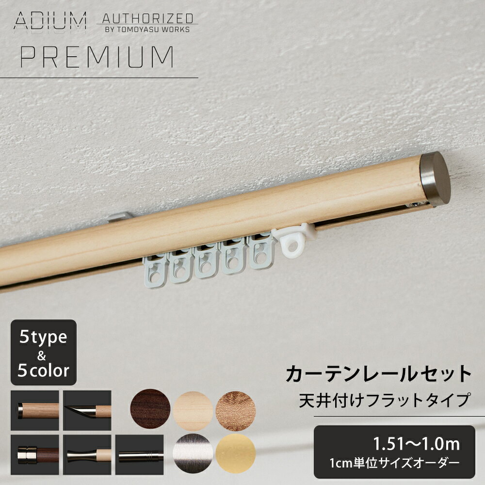 商品名 アイアンカーテンレール　ADIUMシリーズ PREMIUM【プレミアム】 天井付けセット(フラット) 特徴 伝統的な技術と、新進気鋭なデザイナーとのコラボレーションで生まれた職人の技とこだわりが光るドイツ製カーテンレール。レール幅を...