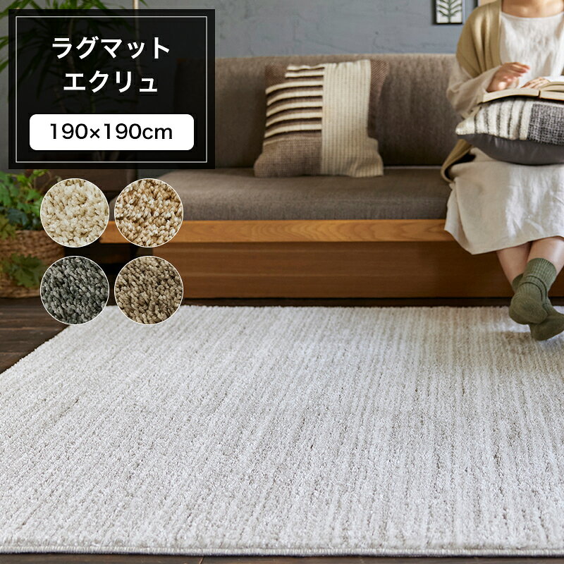 商品名 エクリュ サイズ 190&times;190cm（約2畳） 素材 ポリエステル100％ パイル長 約16.5/4mm カラー アイボリー、ベージュ、グレー、グレージュ 機能 防ダニ、遊び毛防止、アレルブロック、滑り止め、ウォッシャブ...