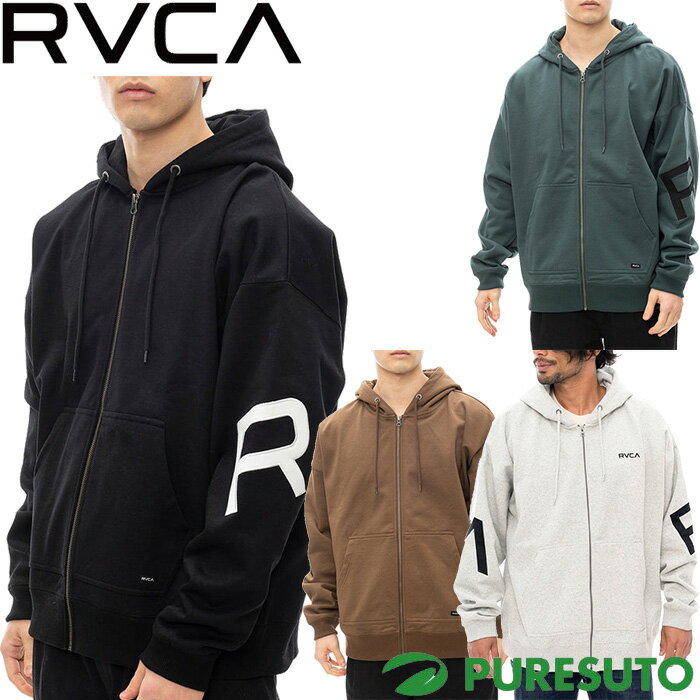 【商品説明】 背面のショルダーからスリーブかけて、ビッグサイズで配置したRVCAロゴが印象的なジップアップパーカー。 適度に厚みがあり、フード形状も綺麗に立ち上がります。 素材はポリエステルとコットンの混紡素材を使用し、サイズ感は身幅が広く...