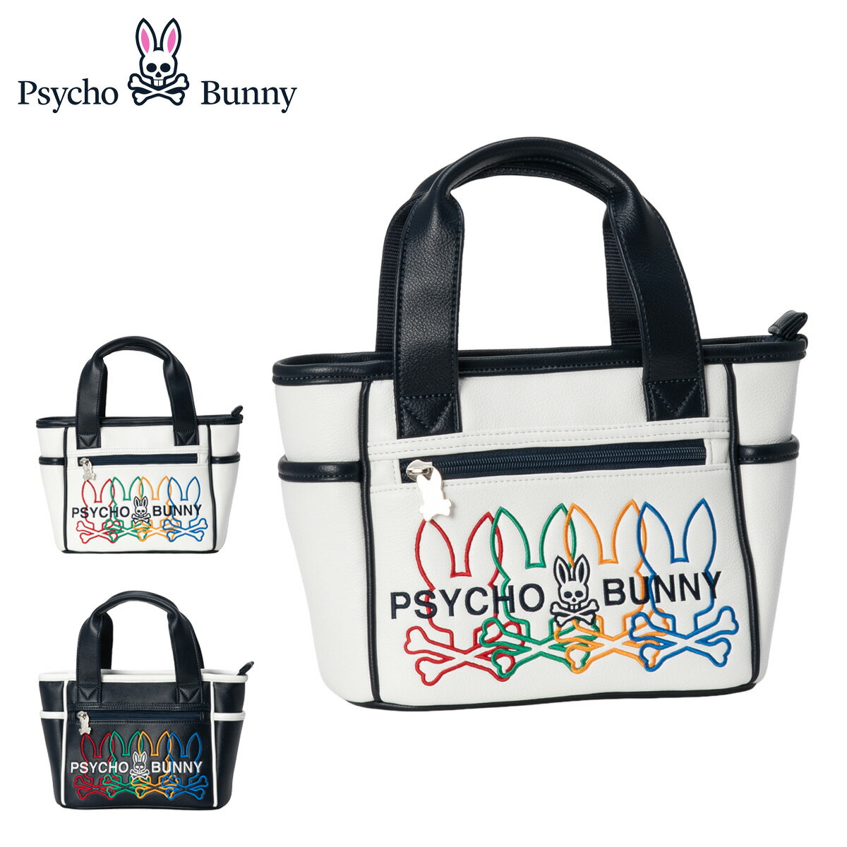 ITEM SPEC COLOR VARIATION ブランド：Psycho Bunny サイコバニー レザーライクなソフト合皮を使用したキャディバッグ。前面のカラフルバニーとロゴ刺繍がPOPでカジュアルな中にも高級感を演出。収納力に優れたモ...
