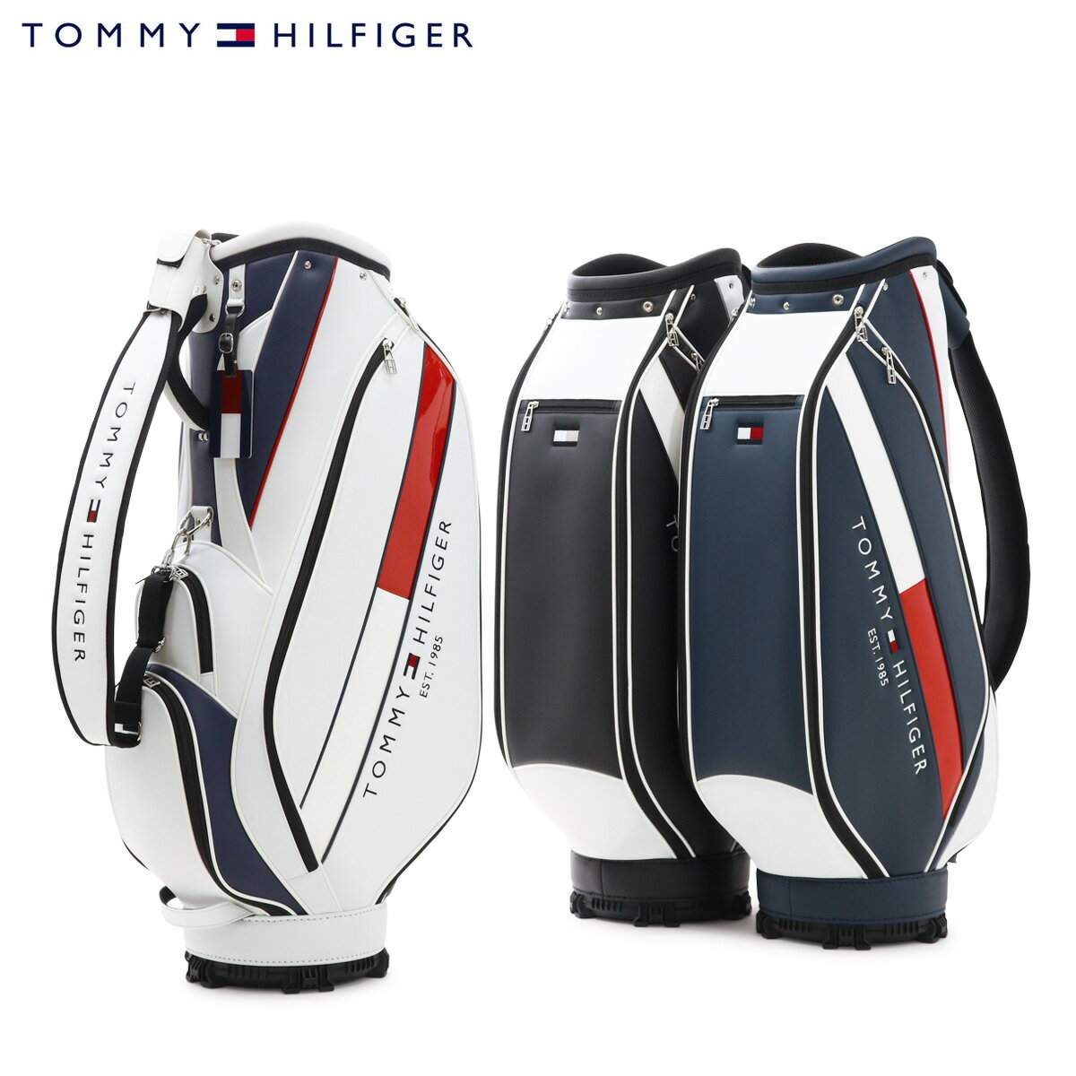 ITEM SPEC COLOR VARIATION ブランド：Tommy Hilfiger トミーヒルフィガー カートタイプのキャディバッグ。シンプルな造りに軽量シボ合皮を使用している為、軽く、持ち運びの時に負担が軽減され快適にお使いいただ...