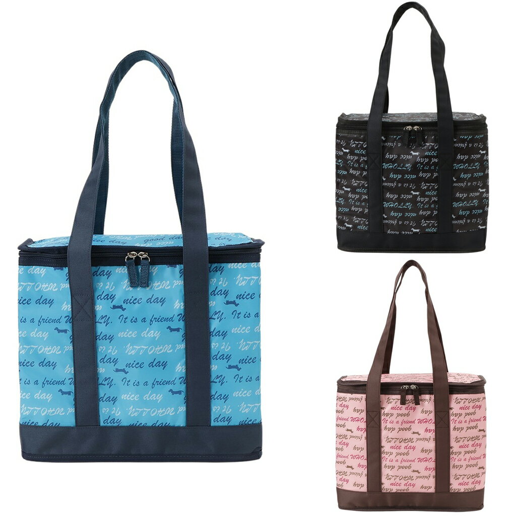 犬のロゴ柄プリントがかわいい、保温保冷ボックス型トートバッグ。 蓋は開閉しやすいダブルファスナーを採用。 内側はアルミシートで保温保冷対応。 保冷剤が入るメッシュポケットも付いています。 外側には出し入れ簡単なオープンポケットあり。 2Lペ...