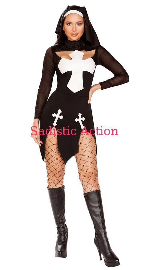 ROMA 2pc Loving Nunシスターコスチュームドレス、ヘッドピースの2PC SET注）上記2点以外は、付属しません。Biblical Babe costume featuring a black bodycon dress wi...