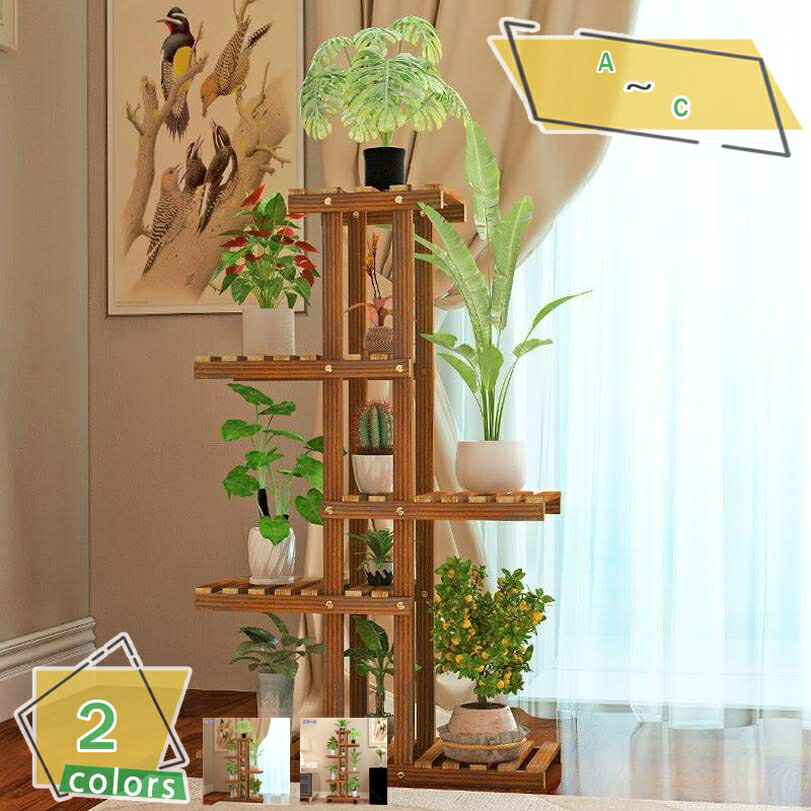 メイン素材：木【高い品質の木素材】フラワースタンドは高い品質の天然木製です。厚みのある素材、頑丈で耐久性がある。防水性、防湿性、耐腐食性，長期間の使用が可能。屋内外での使用に適している。（植物棚 の植木鉢やその他のアイテムは含まれていません...