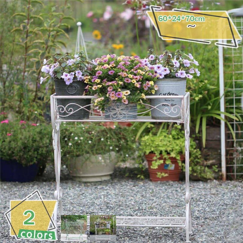メイン素材：鉄材質：鉄サイズ：幅60×奥行24×高さ70cm★【安定性】太いアイアンパイプを採用し、変形しにくくて剛性があり、たくさんの植木鉢を置いても安定感があり、しっかり支えてくれるのも大きな魅力です。★【通気性・排水性】隙間が開いてい...