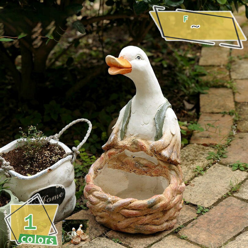 メイン素材：レジン☆商品名：アヒルの置物☆お庭や室内の観葉植物の周りにちょこんと置けば、見るたびに癒されること間違いなしです。☆家の玄関ポーチ、玄関アポローチのデコレーションとしても、ベランダー、バルコニー、ガーデニングステージ、ウッドデッ...