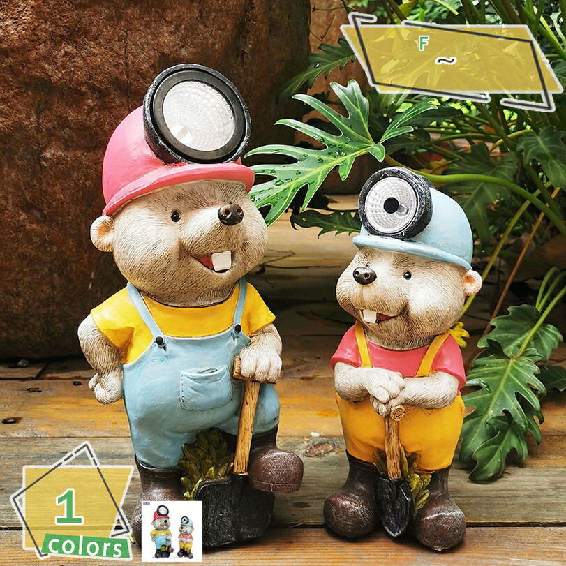 メイン素材：レジン1、可愛い動物の置物は人々に喜びやほんわかとした気分を与えてくれます！（ガーデンライト 置物ライト ソーラーライト）2、屋外屋内問わず飾ることができます、夜には暖かく灯って心安らぐ空間を作ります。あなたの玄関、バルコニー、...