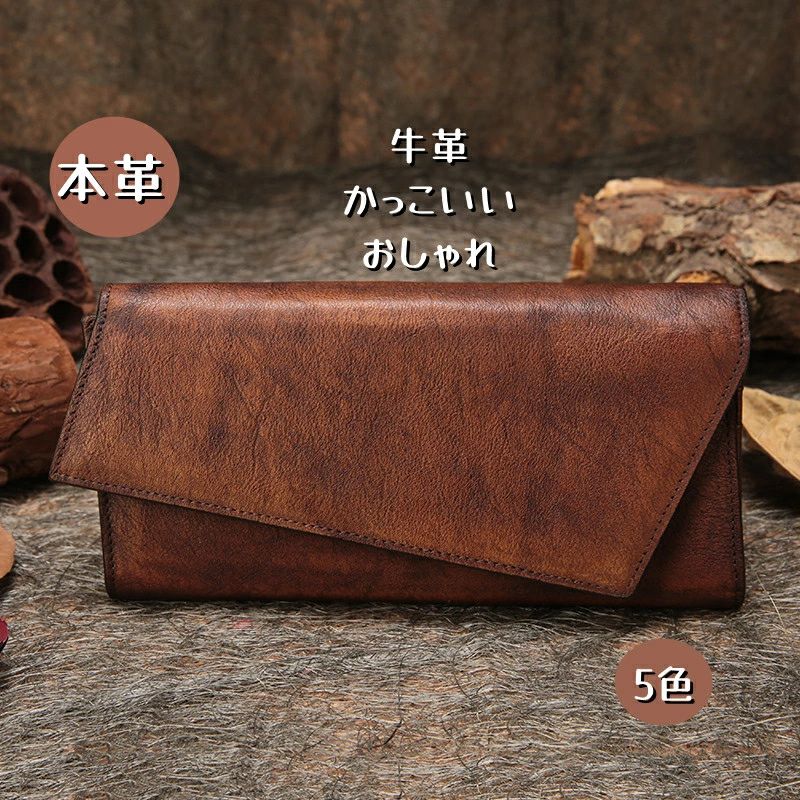 商品名：シンプルでやわらかな本革の長財布 サイズは：約19*10*2.5cm 色：コーヒー色/ブラック/レッド/パープル/ブラウン 材料:ヘッド牛革 ■注意 ◇革は生きている生き物から得られる貴重な素材です。なるべく捨てずに大切に使いたい。...
