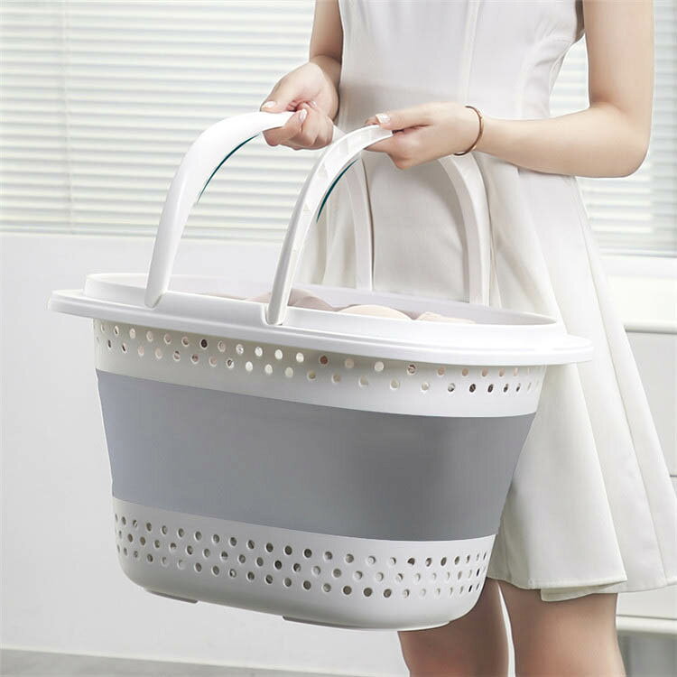 【商品コード】：y556818 【素材】：ポリプロピレン 【カラー】：ライトグレー、ブルー 【サイズ】： S(42.5*32.5*28) M(51*39*30) 連携キーワード：ランドリーバスケット 折りたたみ スリム 大容量 コンパクト ...