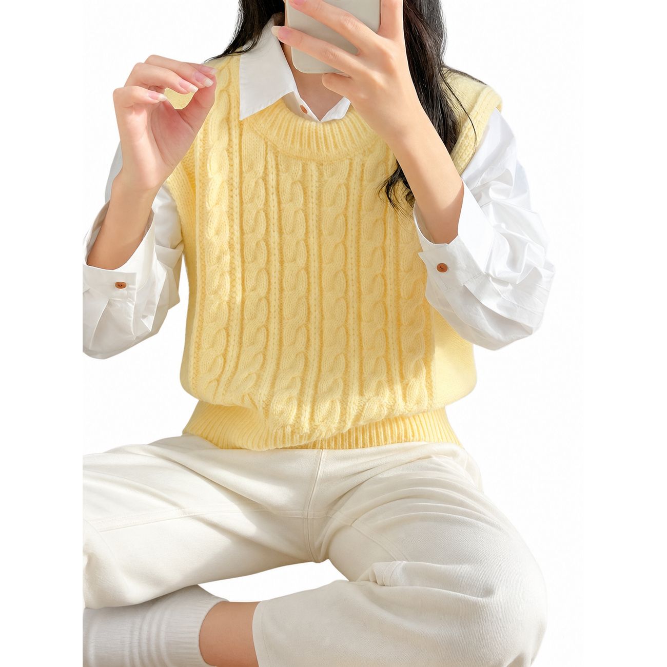 　　　 ◆◇◆売れている秘密◆◇◆ [S] バスト:72 着丈:57 / [M] バスト:76 着丈:58 / [L] バスト:80 着丈:59 【大人可愛いケーブルニット】温かみのあるイエローカラーと立体的なケーブル編みが表情豊かなニット...
