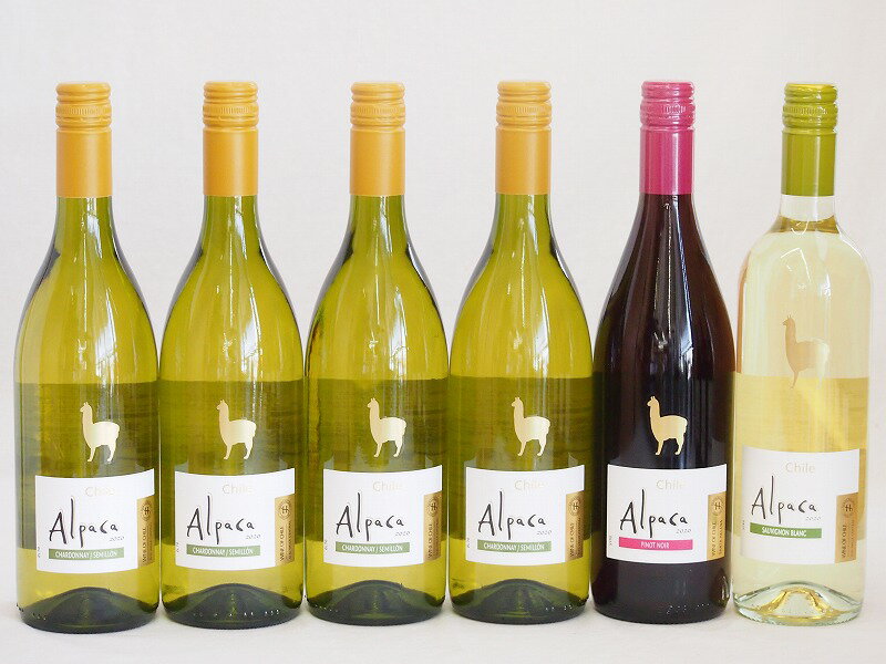 チリ産ワインアルパカ6本セット(赤ピノ・ノワール(ミディアムボディ) 白シャルドネ・セミヨン(辛口) 白ソーヴィニヨン・ブラン(辛口)) 750ml×6本チリ産ワインアルパカ6本セット(赤ピノ・ノワール(ミディアムボディ) 白シャルドネ・セ...