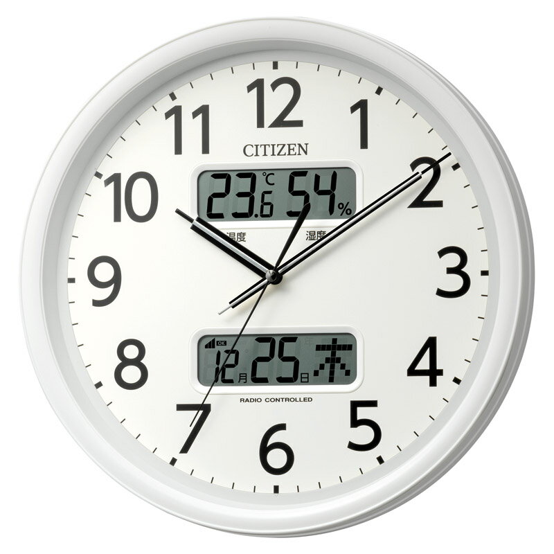コチコチ音がしない連続秒針の液晶表示付電波掛時計です。大きな文字板で、時間も温湿度もカレンダーも見やすくなっています。カレンダー表示（2099年12月31日まで表示可能）温度表示（-9.9〜49.9℃）湿度表示（20〜90%）ユニバーサルデ...