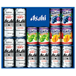 【内容】アサヒスーパードライ　350ml×4缶アサヒスーパードライ　500ml×4缶ウェルチ　280g×6缶(コンコードグレープ100×2缶、マスカット100×2缶、マンゴーブレンド100×2缶)★お中元やお歳暮、父の日などギフトにおすすめ...