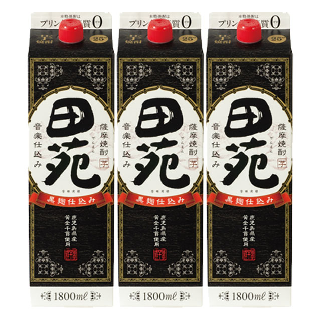 商品詳細 ■商品番号 239021 ■商品種別 芋焼酎 ■内容量 1800ml×3本 ■アルコール度数 25度 ■麹菌 黒麹 ■蒸留方法 常圧蒸留 ■メーカー 田苑酒造（株） ■原材料 芋・米麹 コメント 『田苑 芋 黒ラベル』は、鹿児島の...